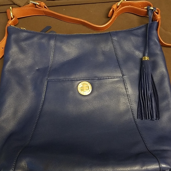 Isaac Mizrahi | Bags | Isaac Mizrahi Blue Leather Purse With Tassel ...